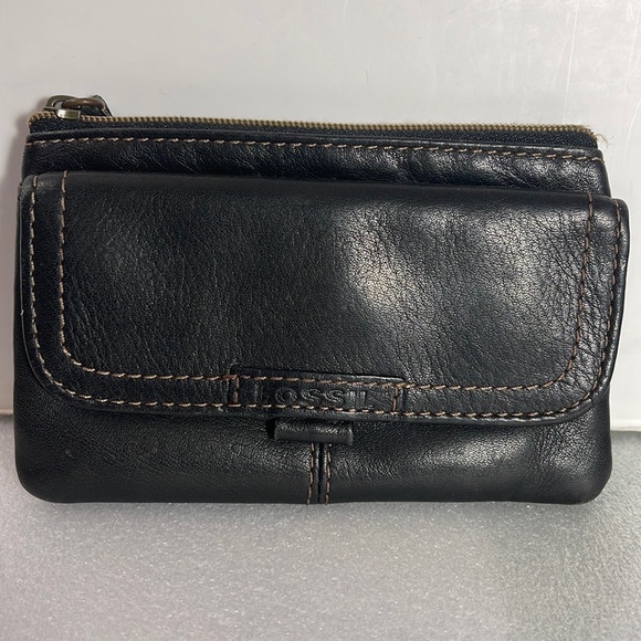 Fossil | Bags | Fossil Black Leather Wallet Coin Purse Card Cash Holder ...